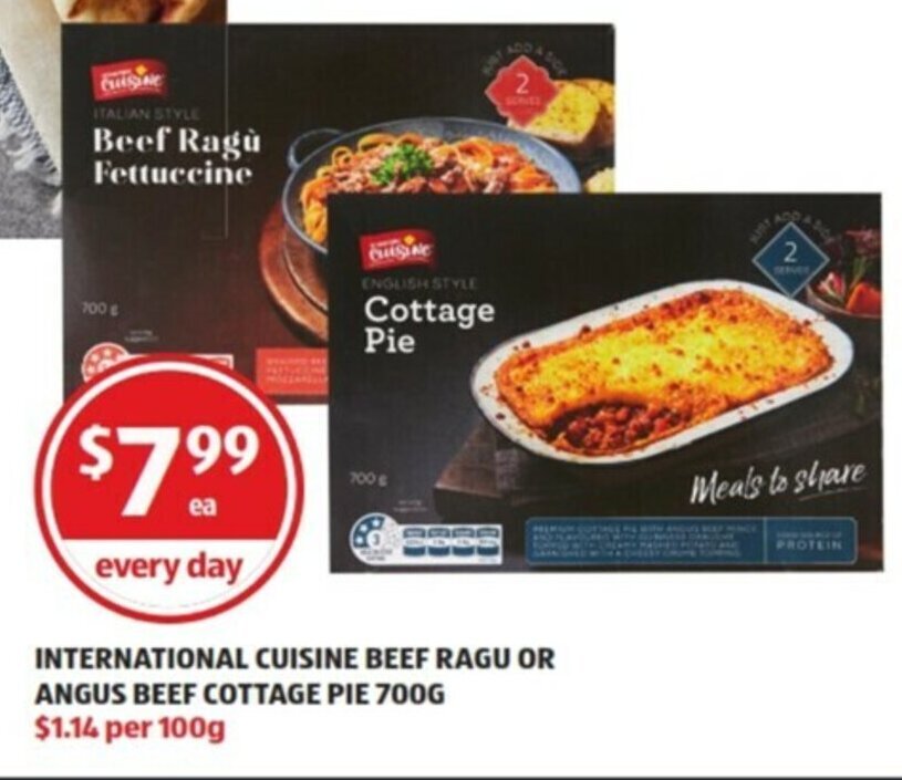International Cuisine Beef Ragu Or Angus Beef Cottage Pie 700g Offer At Aldi