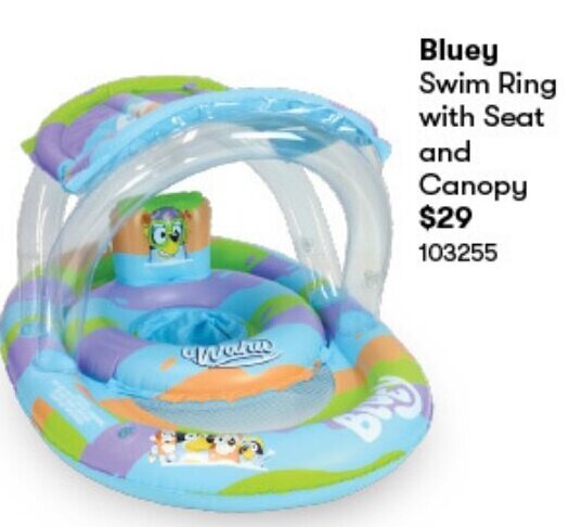 Bluey Swim Ring With Seat And Canopy Offer At Big W
