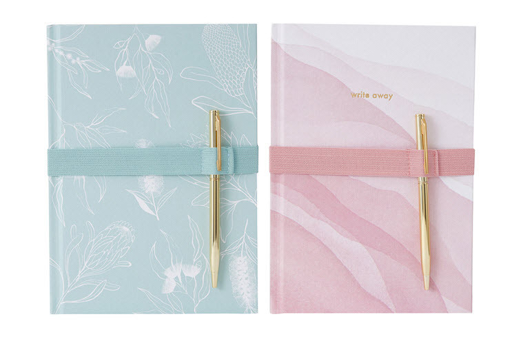 A5 hardcover notebook and pen set offer at Kmart