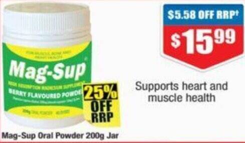 Mag-Sup Oral Powder Jar 200 g offer at Chemist Warehouse