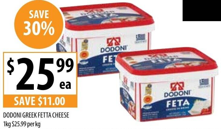 Dodoni greek fetta cheese 1 kg offer at Supabarn