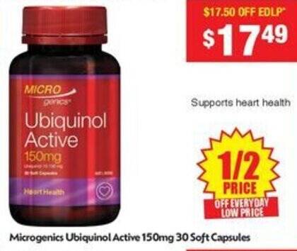 Microgenics Ubiquinol Active 150 mg offer at My Chemist