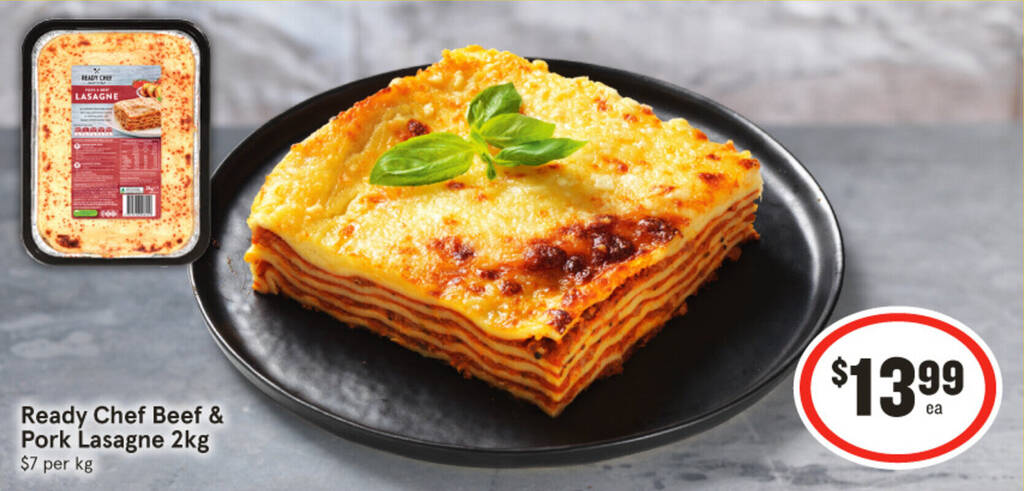 BEEF LASAGNE specials IGA – May 2025