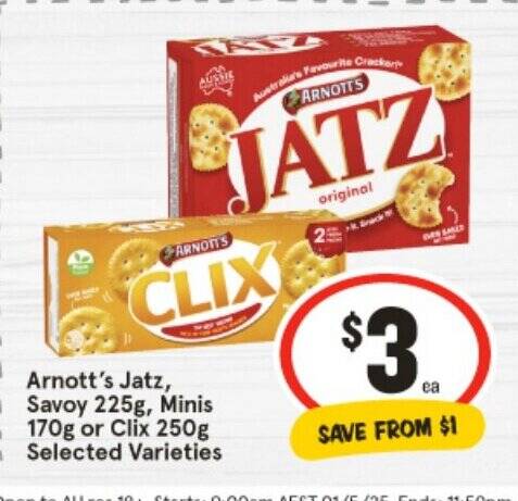 Arnott’s specials IGA – May 2025