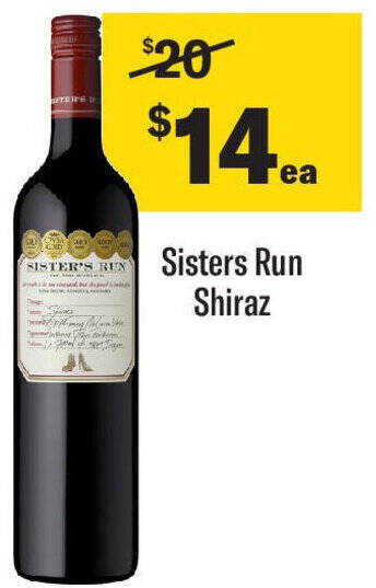 Sisters Run Shiraz specials Coles – May 2025