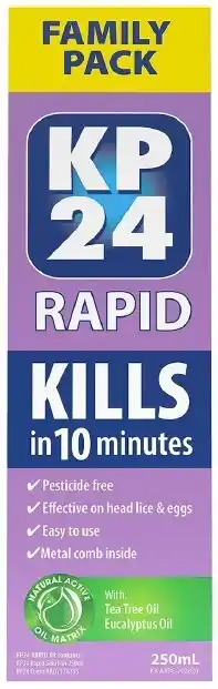 KP24 Rapid 10 Minute Head Lice Solution with Comb 250mL offer at ...