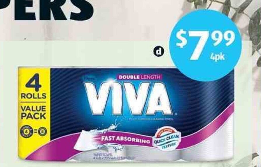 Viva Paper Towel Double Length 4pk Offer At ALDI viva-paper-towel-double-length-4pk-offer-at-aldi