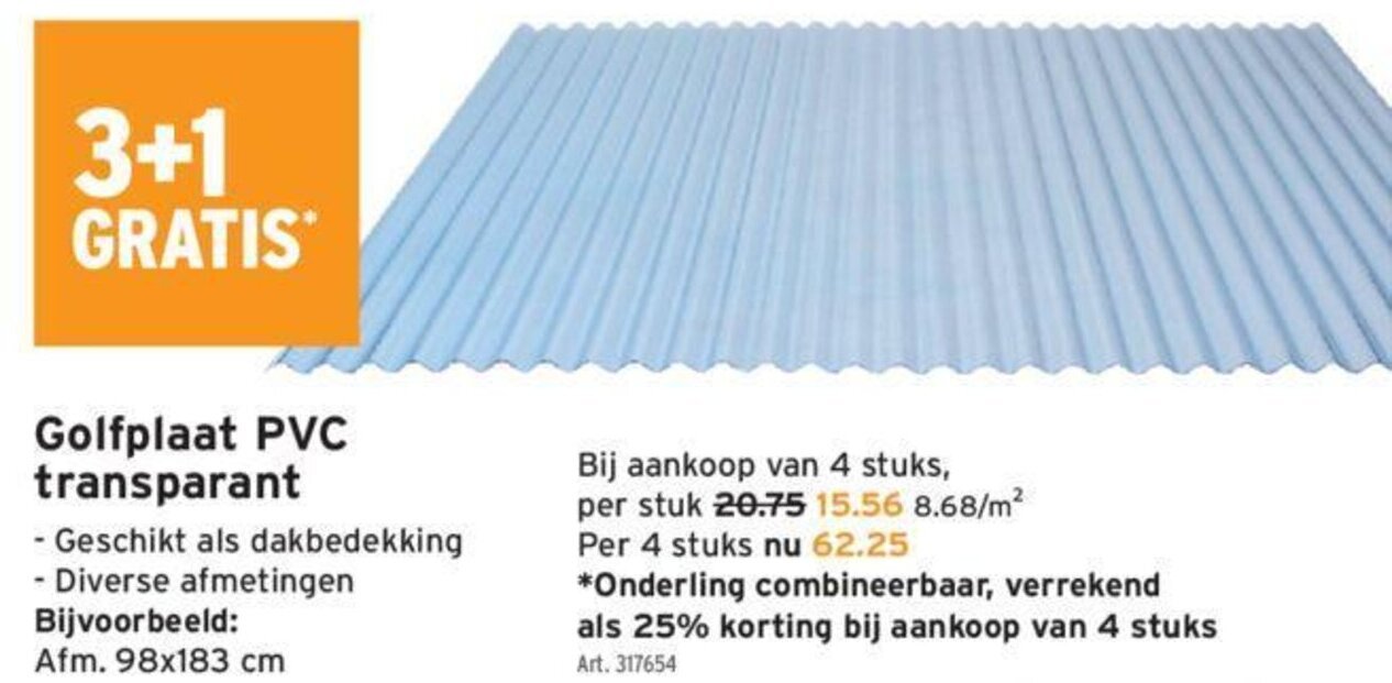 Golfplaat PVC Transparant promotie bij GAMMA