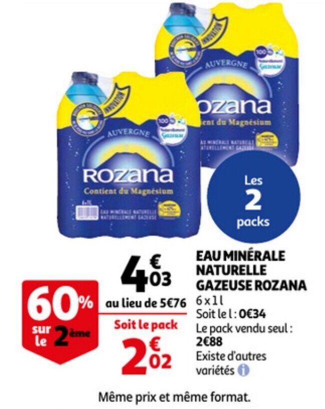 Rozana Eau Minerale Naturelle Gazeuse promotie bij Auchan