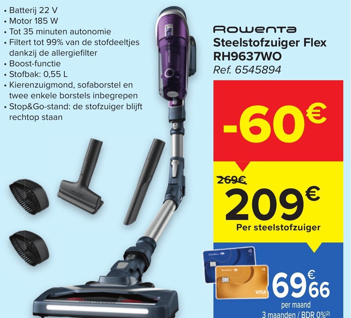 Rowenta Steelstofzuiger Flex RH9637WO promotie bij Carrefour