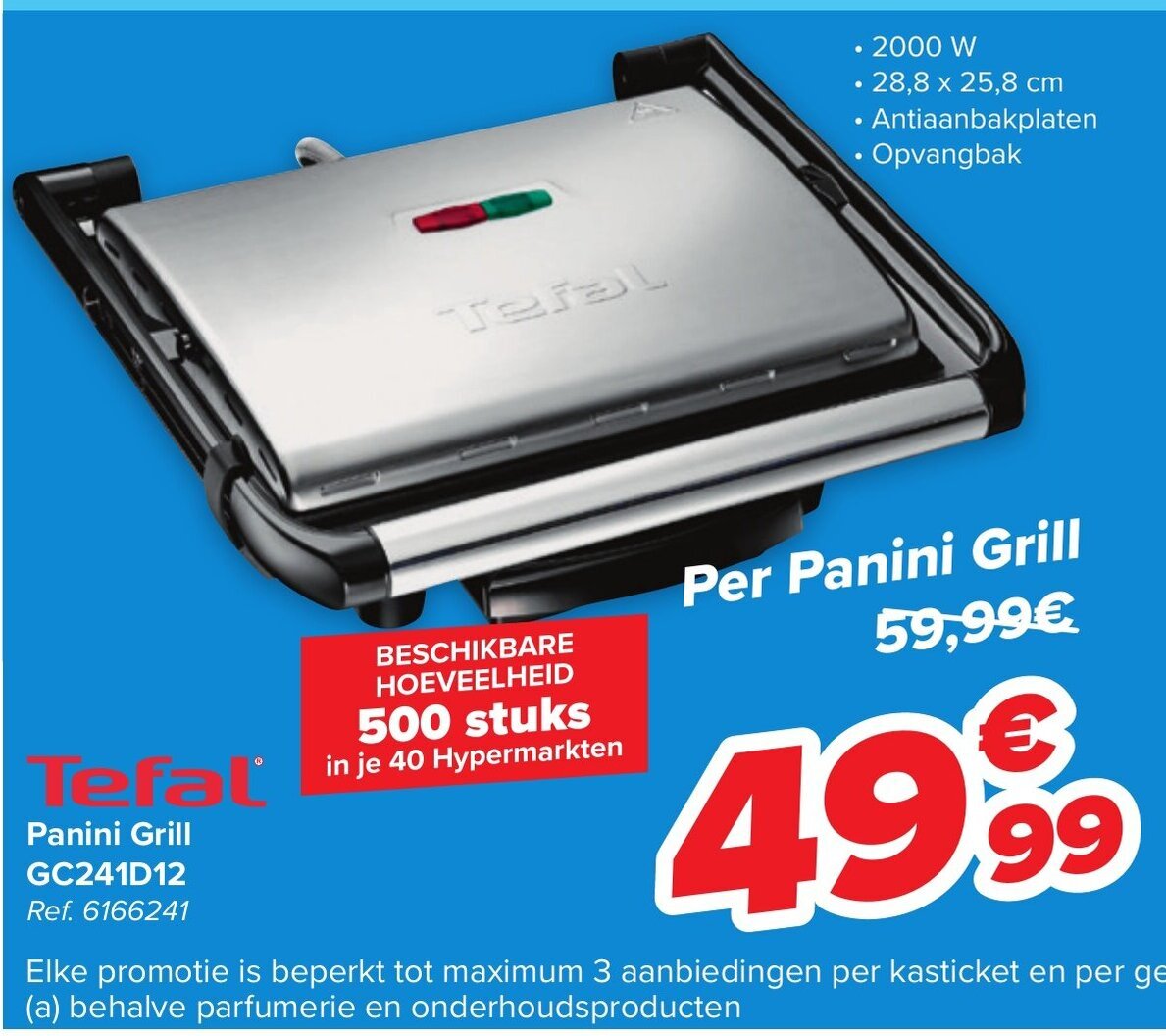 Tefal panini grill GC241D12 REF. 6166241 promotie bij Carrefour