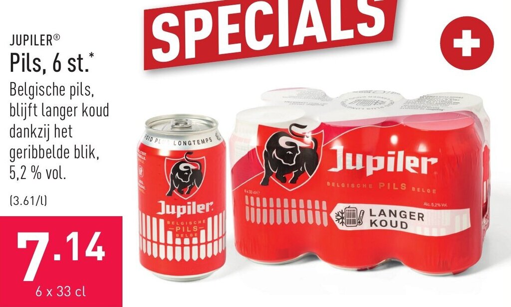 Jupiler Pils 6st 33cl promotie bij ALDI
