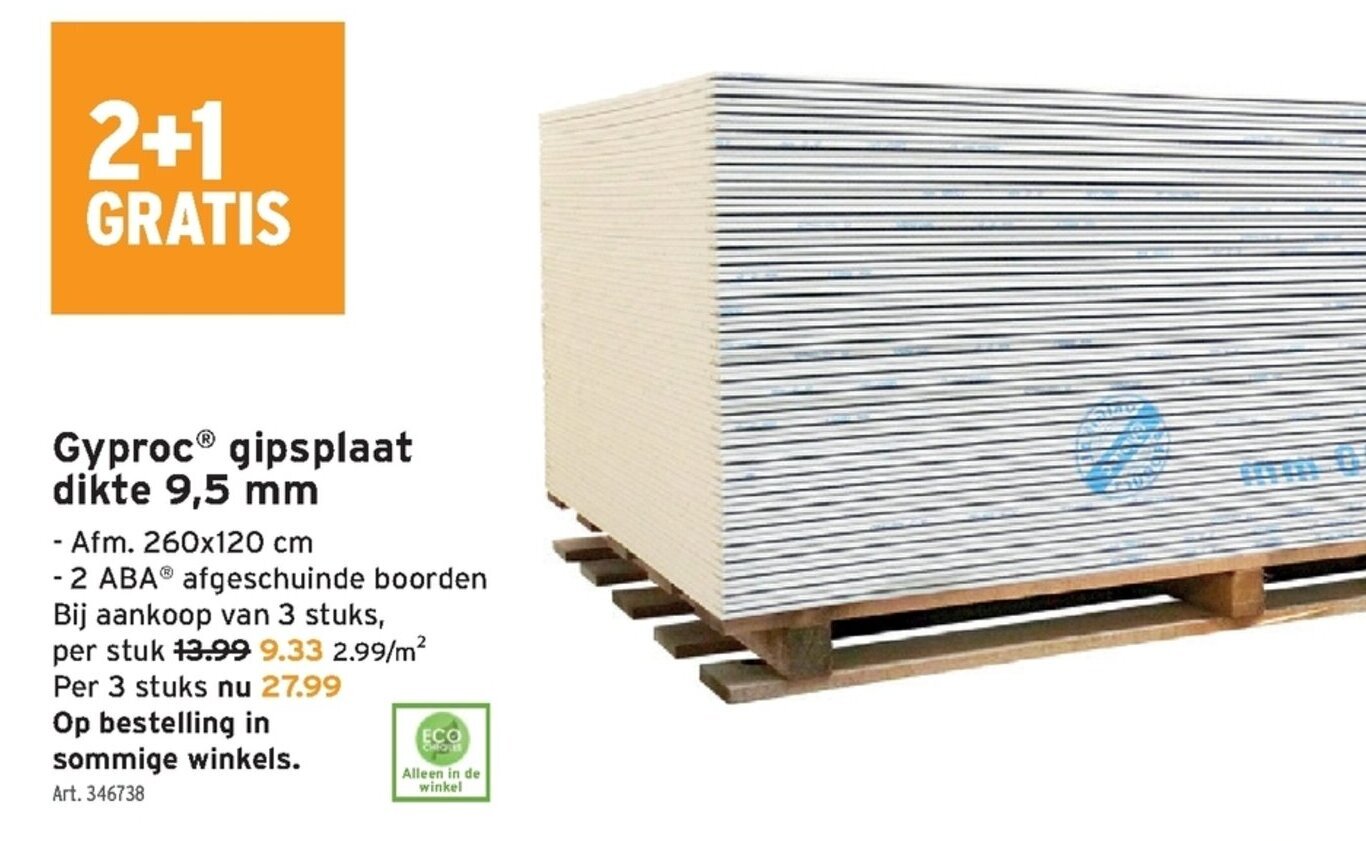 Gyproc gipsplaat dikte 9,5mm promotie bij GAMMA