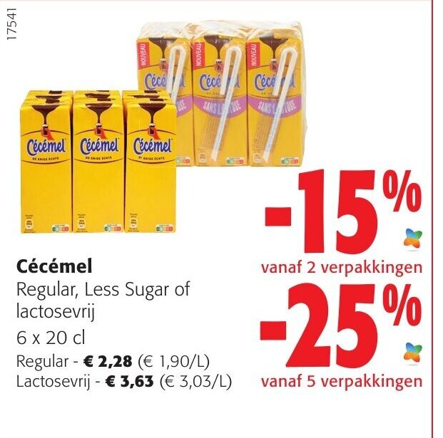 Cécémel Regular Less Sugar of Lactosevrij 6 x 20cl promotie bij Colruyt