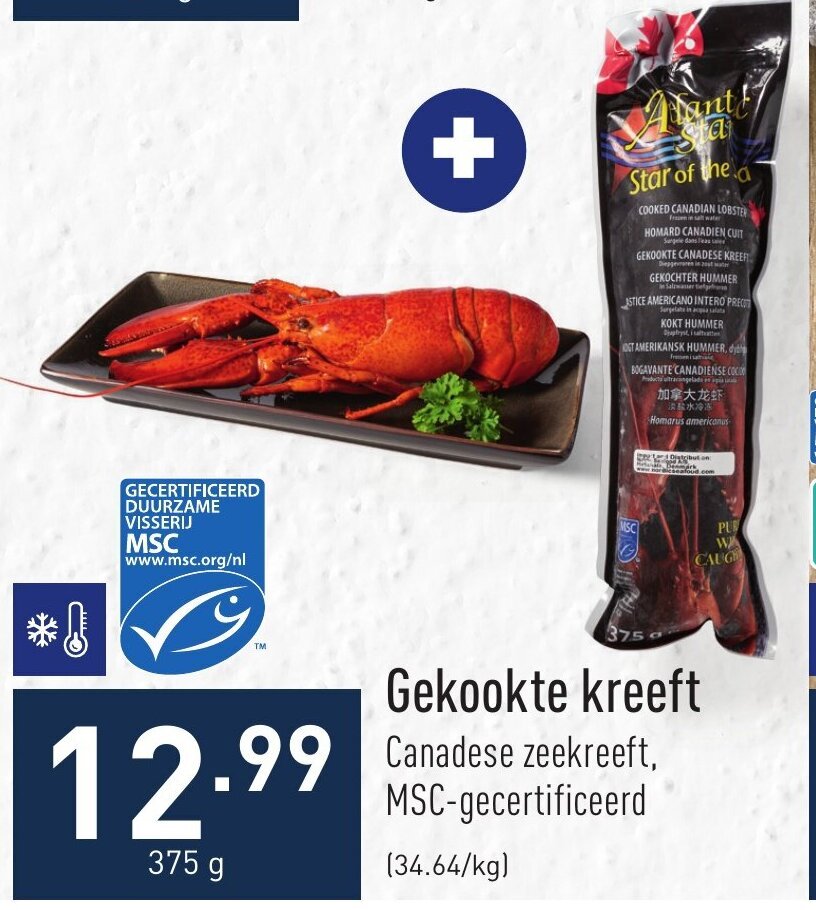 Gekookte kreeft 375g promotie bij ALDI