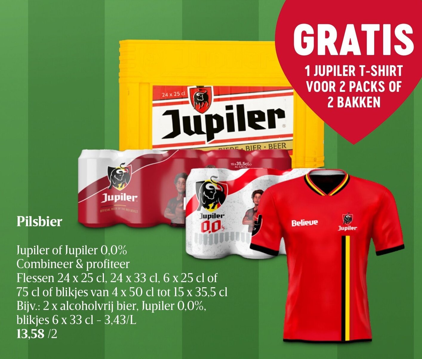 Jupiler of Jupiler 0.0% Pilsbier Flessen 24 x 25cl , 24 x 33cl , 6x25cl ...