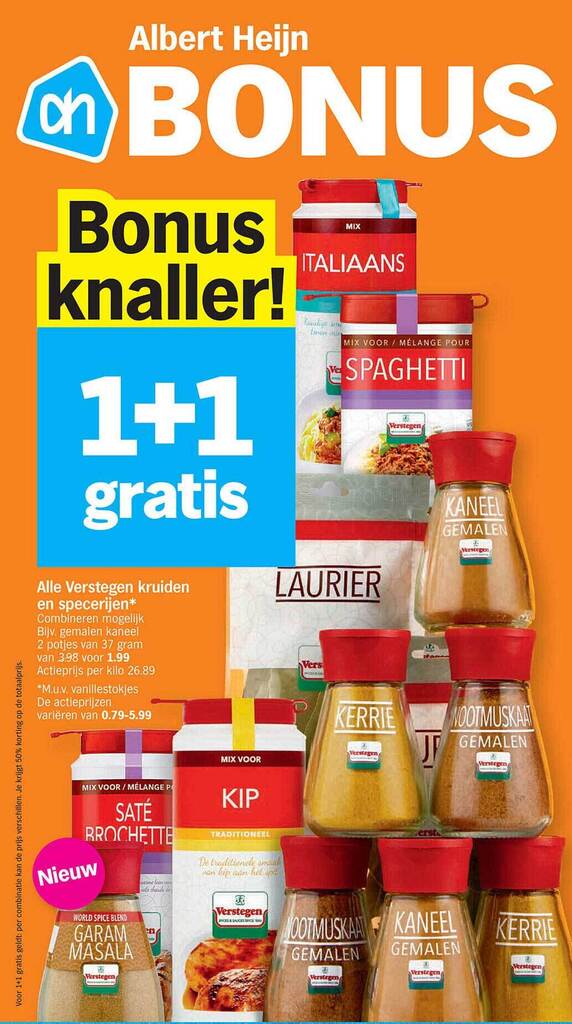 Verstegen kruiden en specerijen promotie bij Albert Heijn