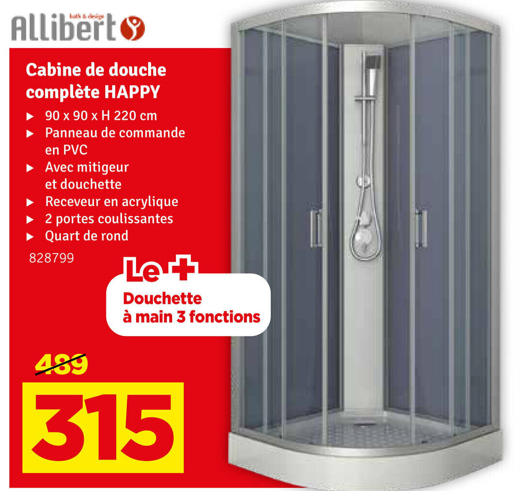 Allibert cabine de douche complete happy promotie bij Mr Bricolage
