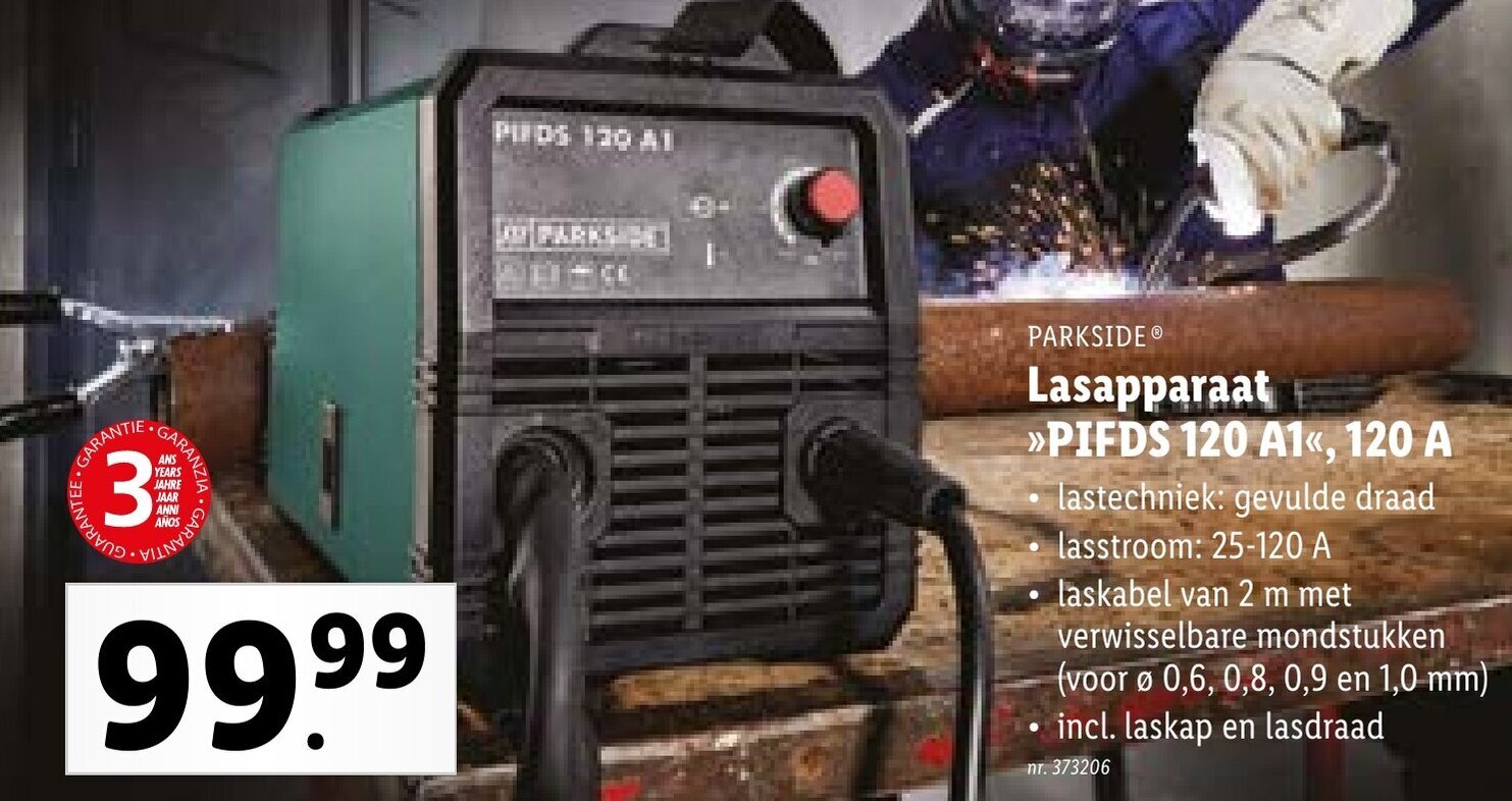 Parkside lasapparaat PIFDS 120A1, 120 A nr. 373206 promotie bij Lidl