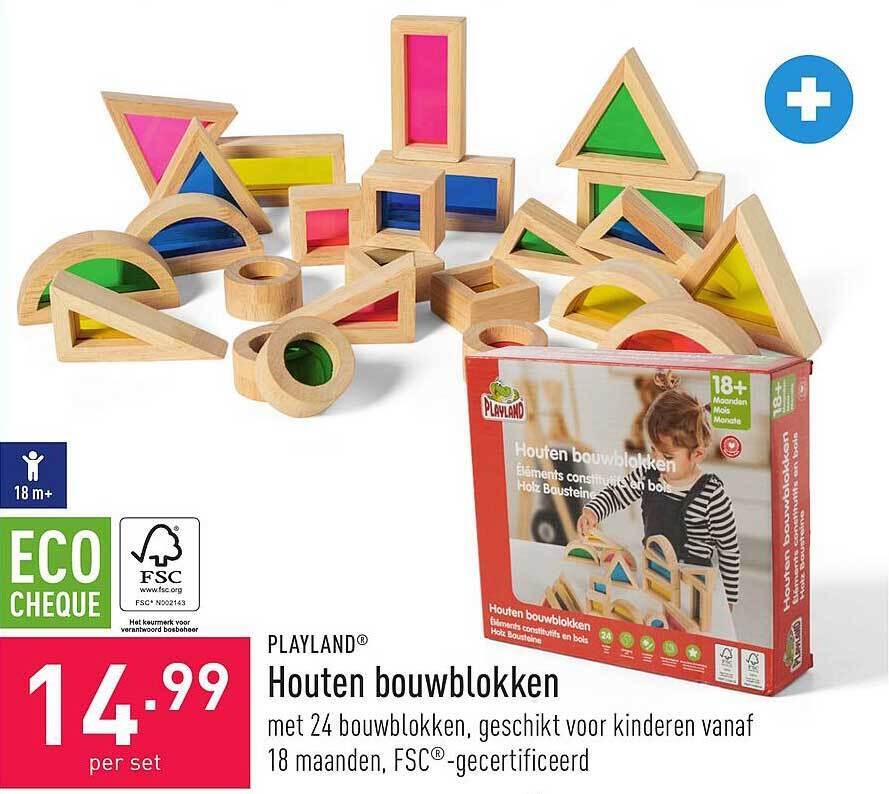 Playland houten bouwblokken promotie bij ALDI