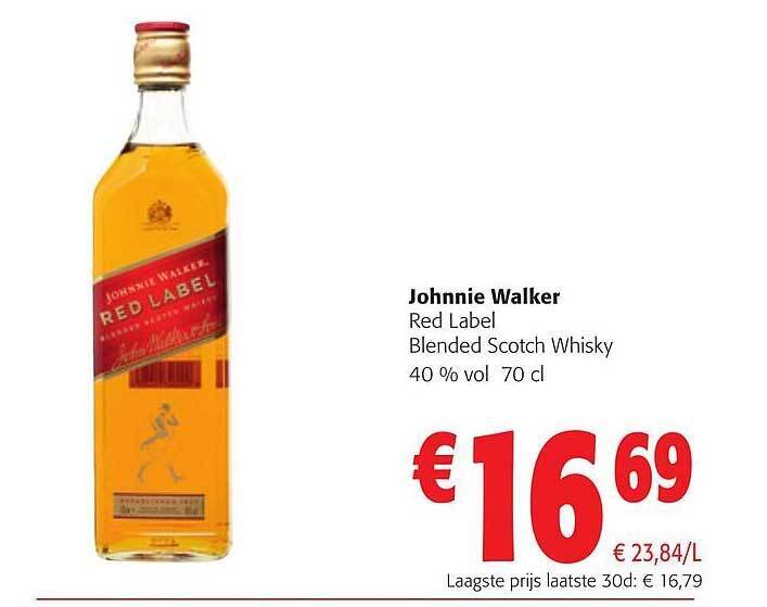 Johnnie walker red label blended scotch whisky promotie bij Colruyt
