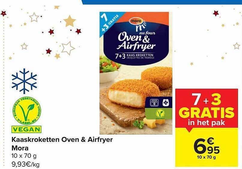 Kaaskroketten oven & airfryer mora promotie bij Carrefour Market