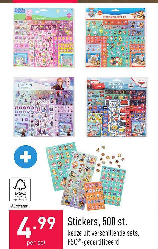 Stickers, 500 st promotie bij ALDI