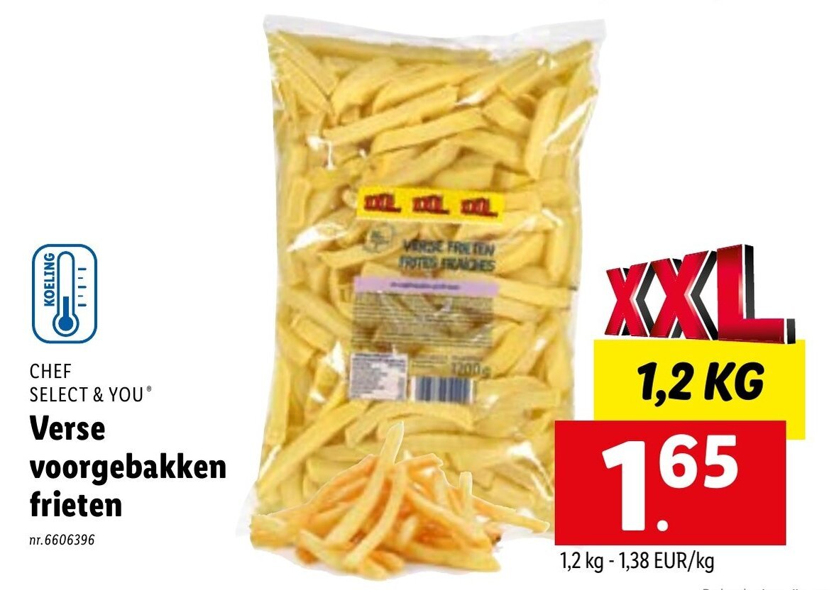 Verse voorgebakken frieten promotie bij Lidl