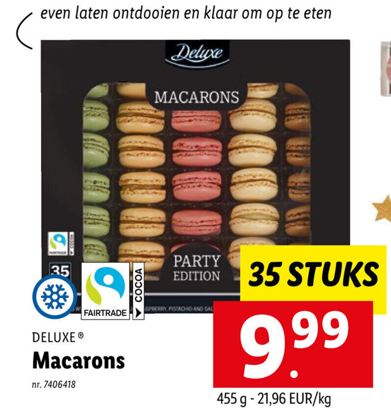 Deluxe macarons 455g 35 stuks promotie bij Lidl