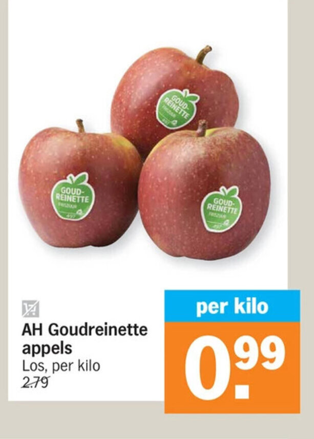 AH Goudreinette appels per kilo promotie bij Albert Heijn