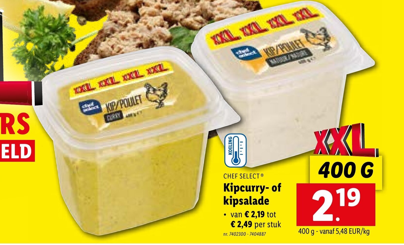 Chef select kipcurry- of kipsalade 400g promotie bij Lidl