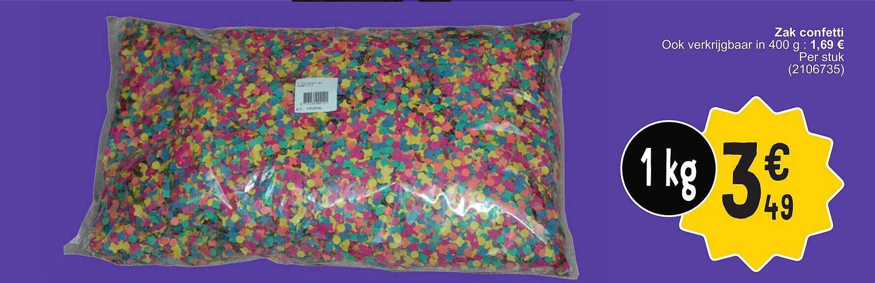 Zak confetti promotie bij Cora