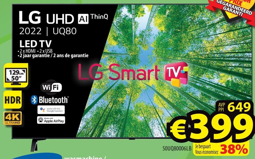 LG uuhd 2022 | UQ80 led tv 129cm/50" 50UQ80006LB promotie bij ElectroStock