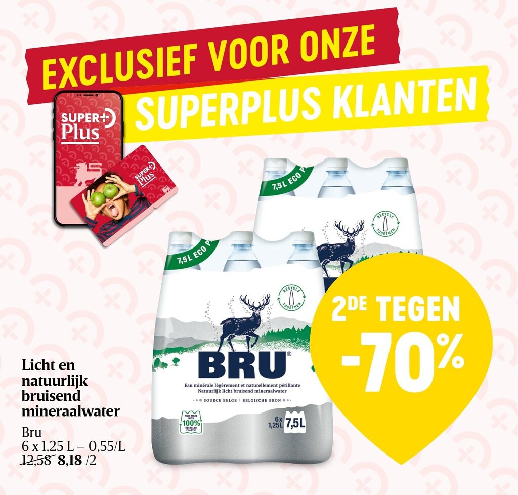 Licht en natuurlijk bruisend mineraalwater bru 6 x 1,25L promotie bij ...