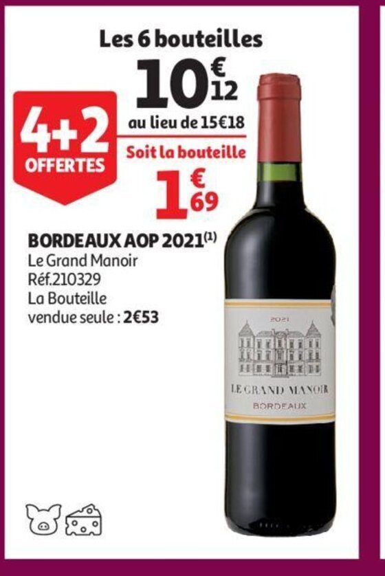 Bordeaux AOP 2021 Le Grand Manoir promotie bij Auchan