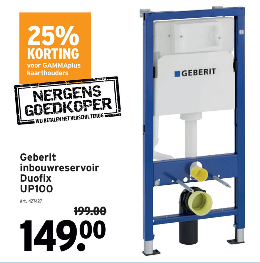 Geberit inbouwreservoir duofix UP100 promotie bij GAMMA