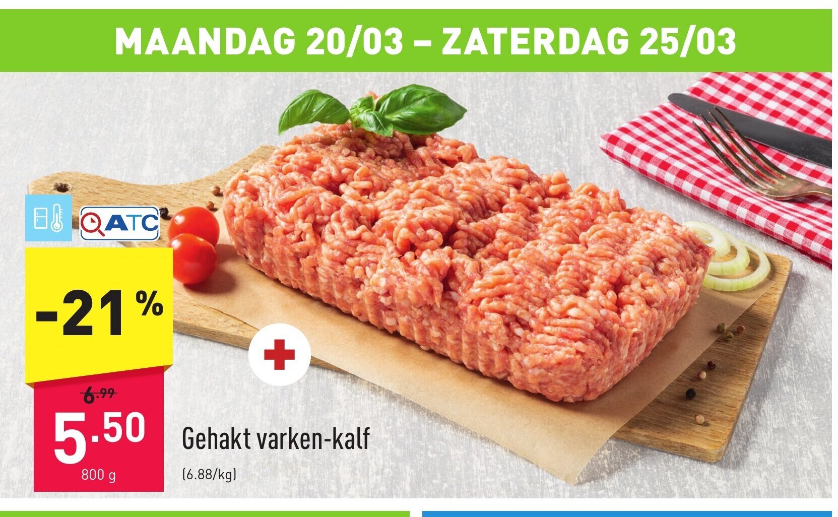 Gehakt varken-kalf 800g promotie bij ALDI