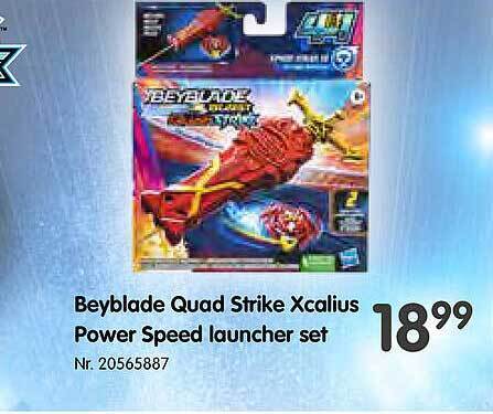 Beyblade quad strike xcalius power speed launcher set promotie bij Fun