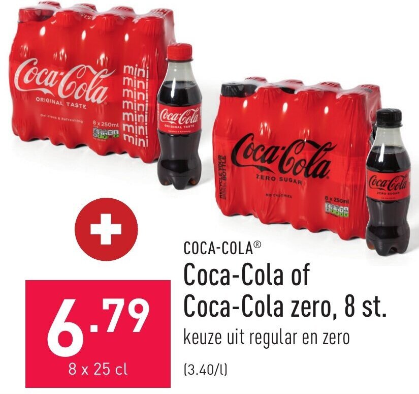 Coca-Cola of Coca-Cola Zero 8 x 25cl promotie bij ALDI