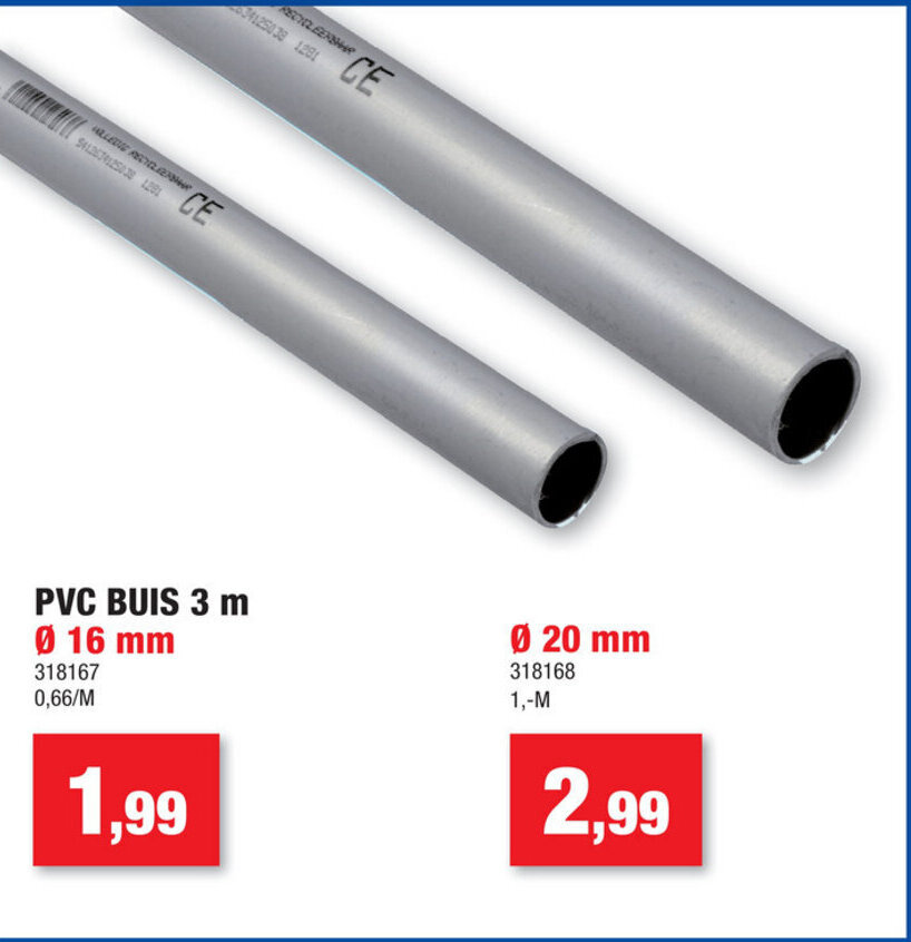 PVC buis 3m 16mm promotie bij Hubo