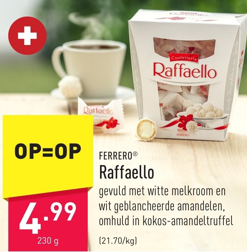 Ferrero Raffaello 230g promotie bij ALDI Ferrero Raffaello 230g promotie bij ALDI