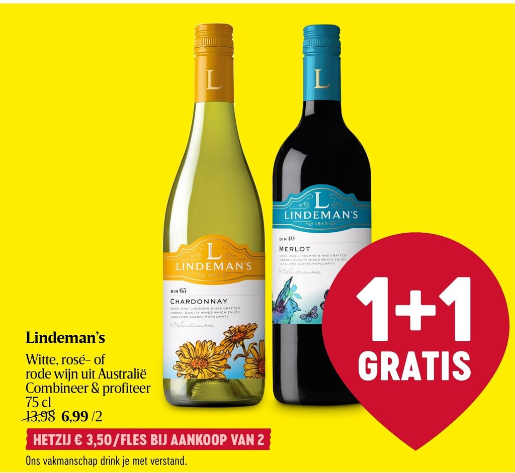 Lindeman's Witte, Rose -of Rode Wijn uit Australie 75cl promotie bij ...