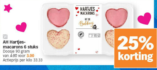 Ah hartjesmacarons 6 stuks promotie bij Albert Heijn