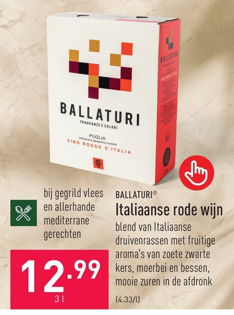 BALLATURI Italiaanse rode wijn 3L promotie bij ALDI