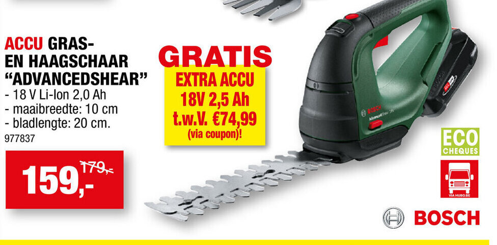 BOSCH ACCU GRAS-EN HAAGSCHAAR "ADVANCEDSHEAR" promotie bij Hubo