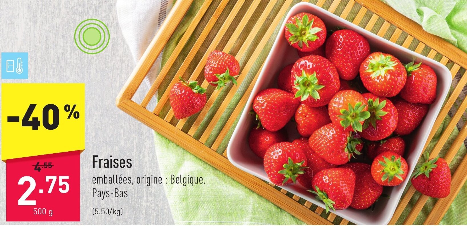 Fraises 500g promotie bij ALDI