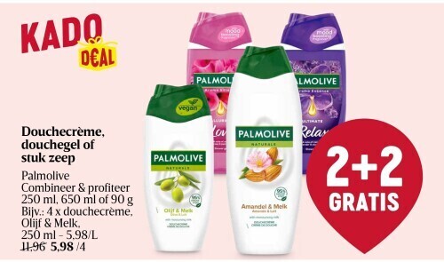 Palmolive Douchecrème, douchegel of stuk zeep promotie bij Delhaize