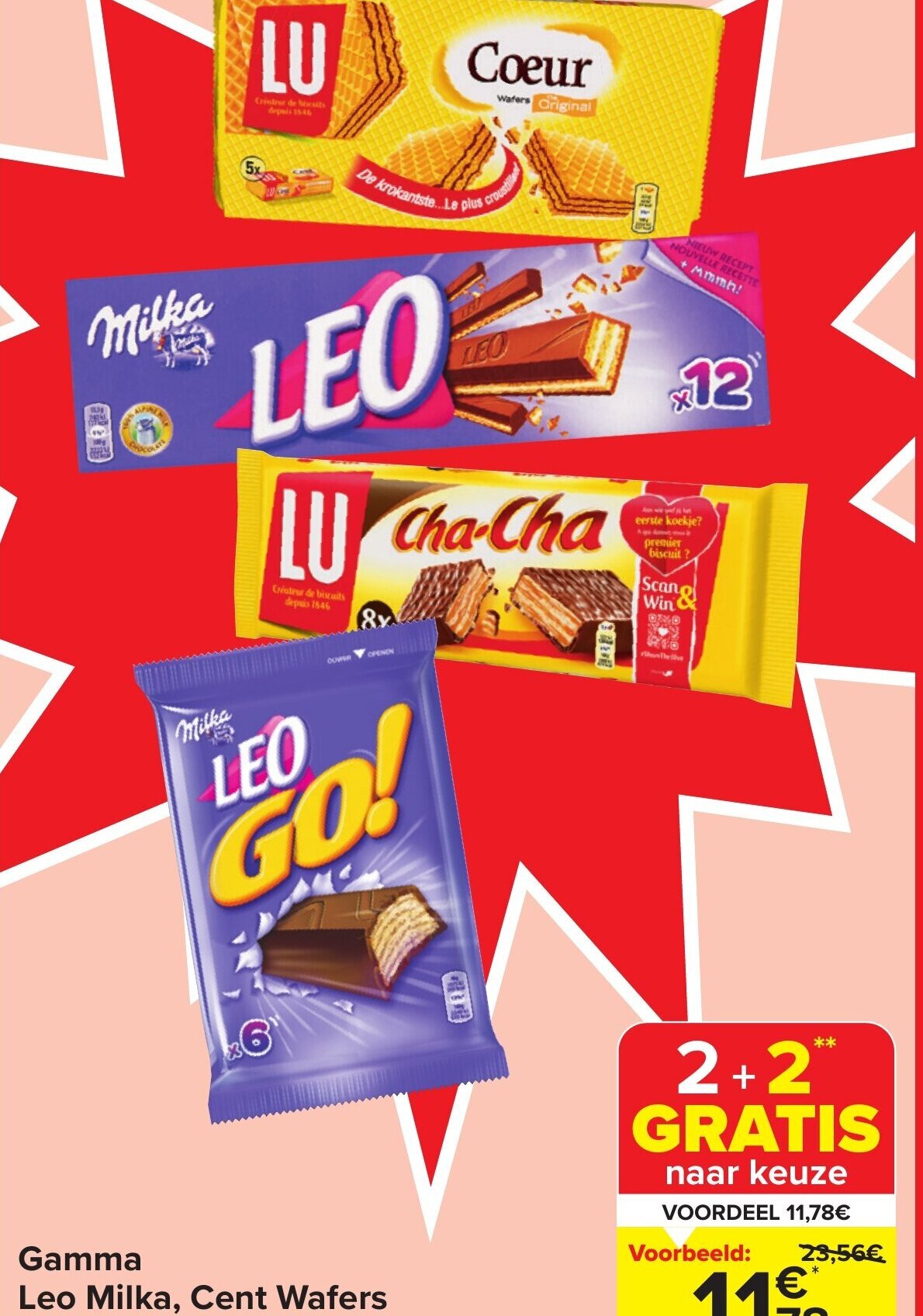 Gamma Leo Milka, Cent Wafers en Cha-Cha LU promotie bij Carrefour Market