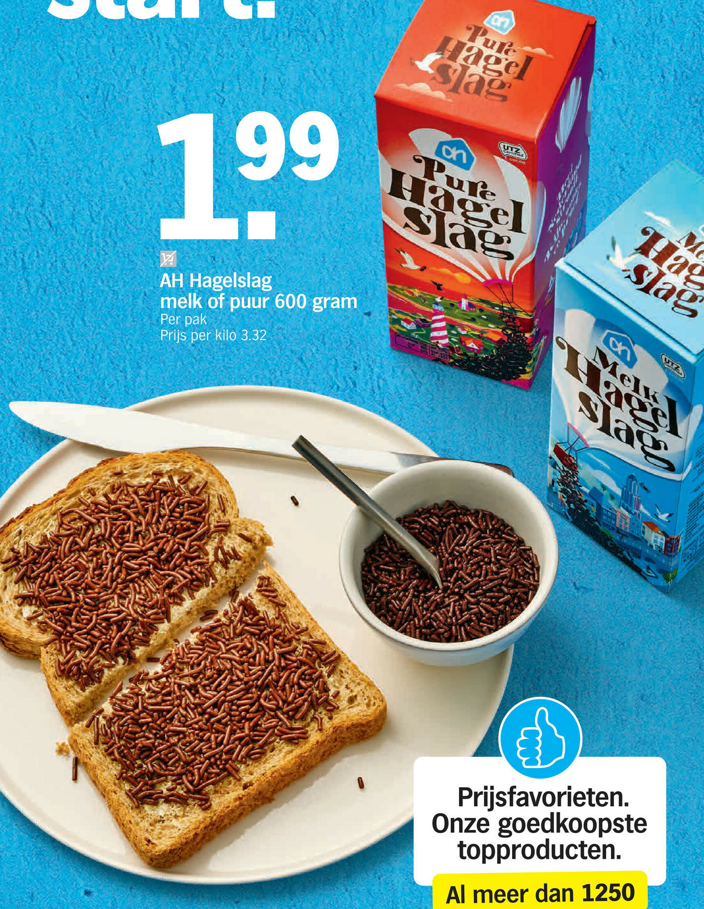 Hagelslag melk of puur 600g promotie bij Albert Heijn