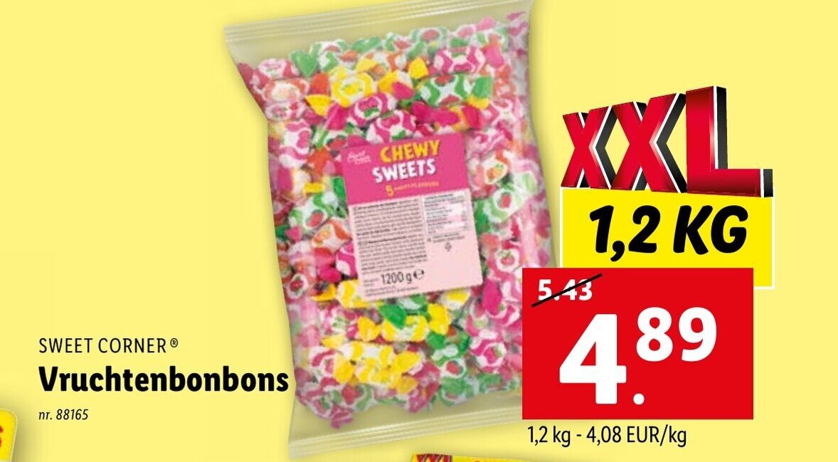 SWEET CORNER Vruchtenbonbons 1,2kg promotie bij Lidl